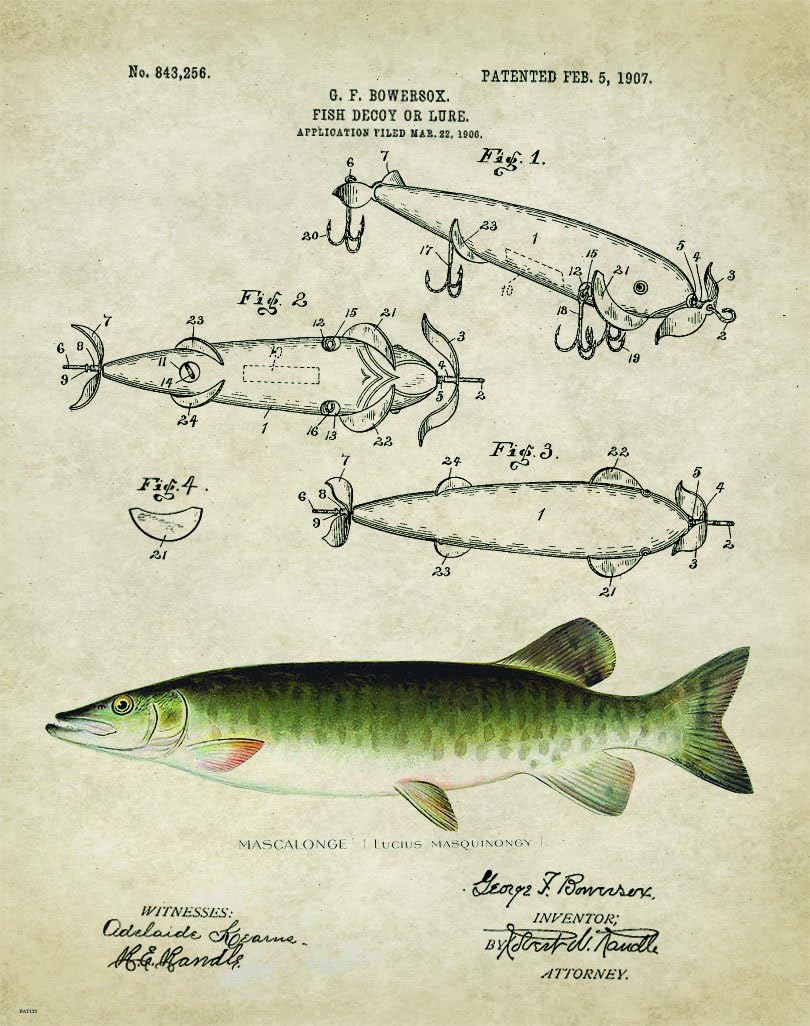 Amazon.com: Antique Fly Fishing Lure US Patent Poster Art Print Trout ...