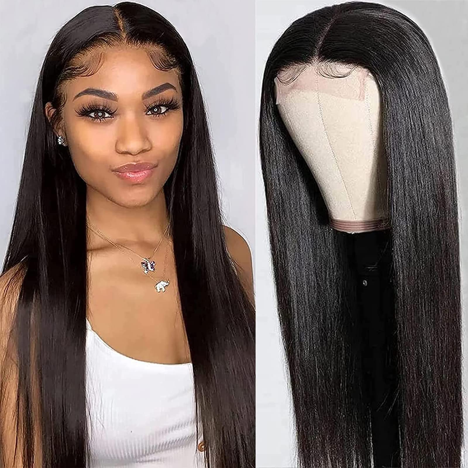 VTAOZI Straight Lace Front Wigs Human Hair for Black Women 4x4 Lace Closure Wigs Human Hair Pre ...