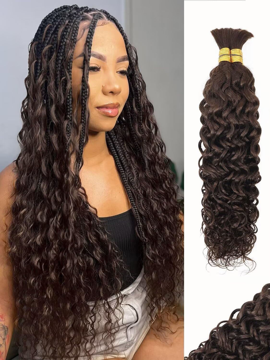 Chocolate Brown Braiding Hair Water Wave 100g 20 Inch Color 4 Bulk ...