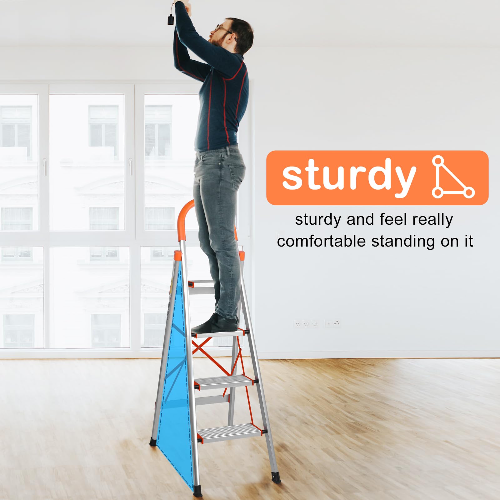 Mua LUISLADDERS Folding Step Ladder 4 Step Ladder Aluminum Step Stool ...