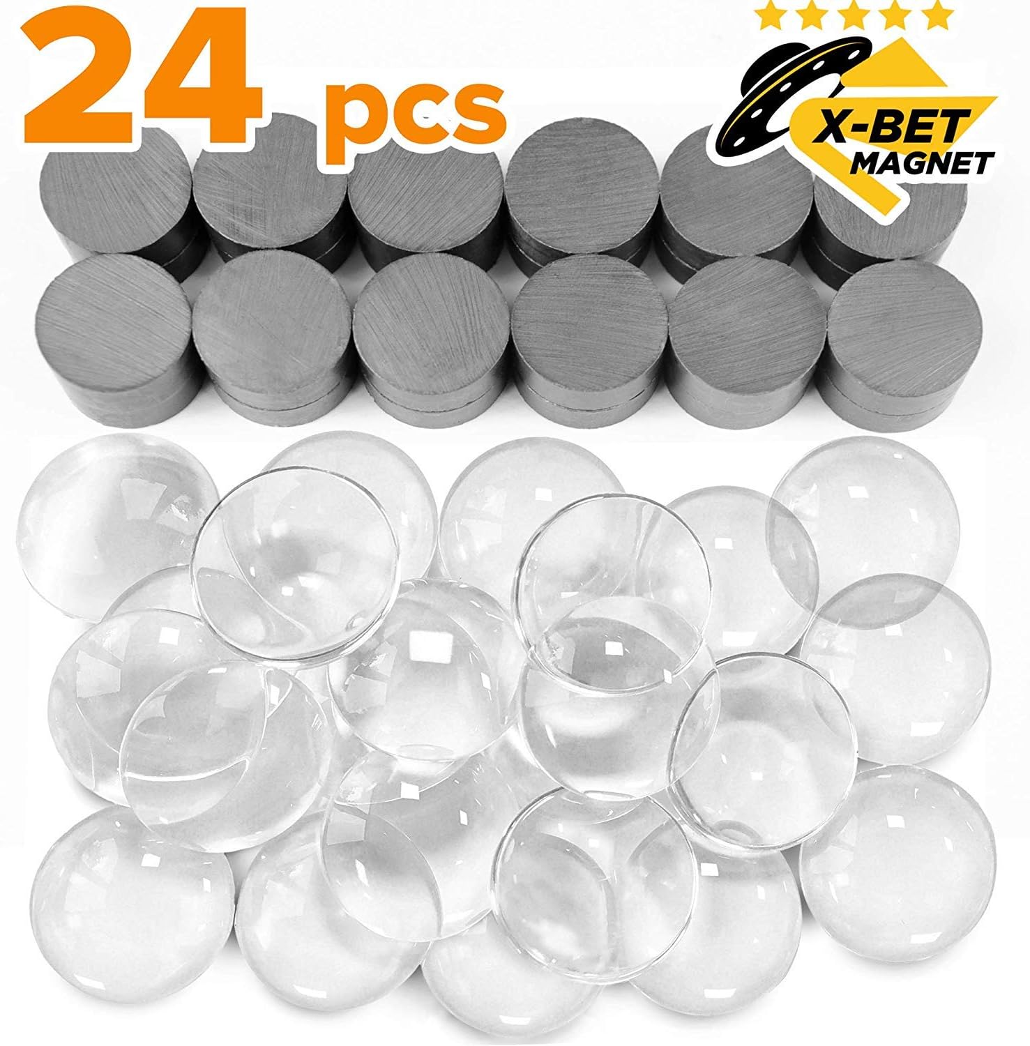 Ceramic Magnets for Crafts with Transparent Glass Cabochons – Clear ...