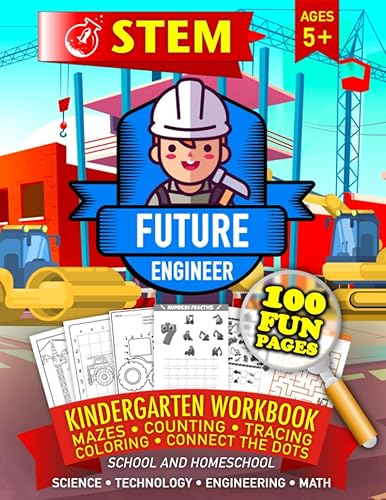 STEM Kindergarten Workbook • Mazes • Counting • Tracing • Coloring ...
