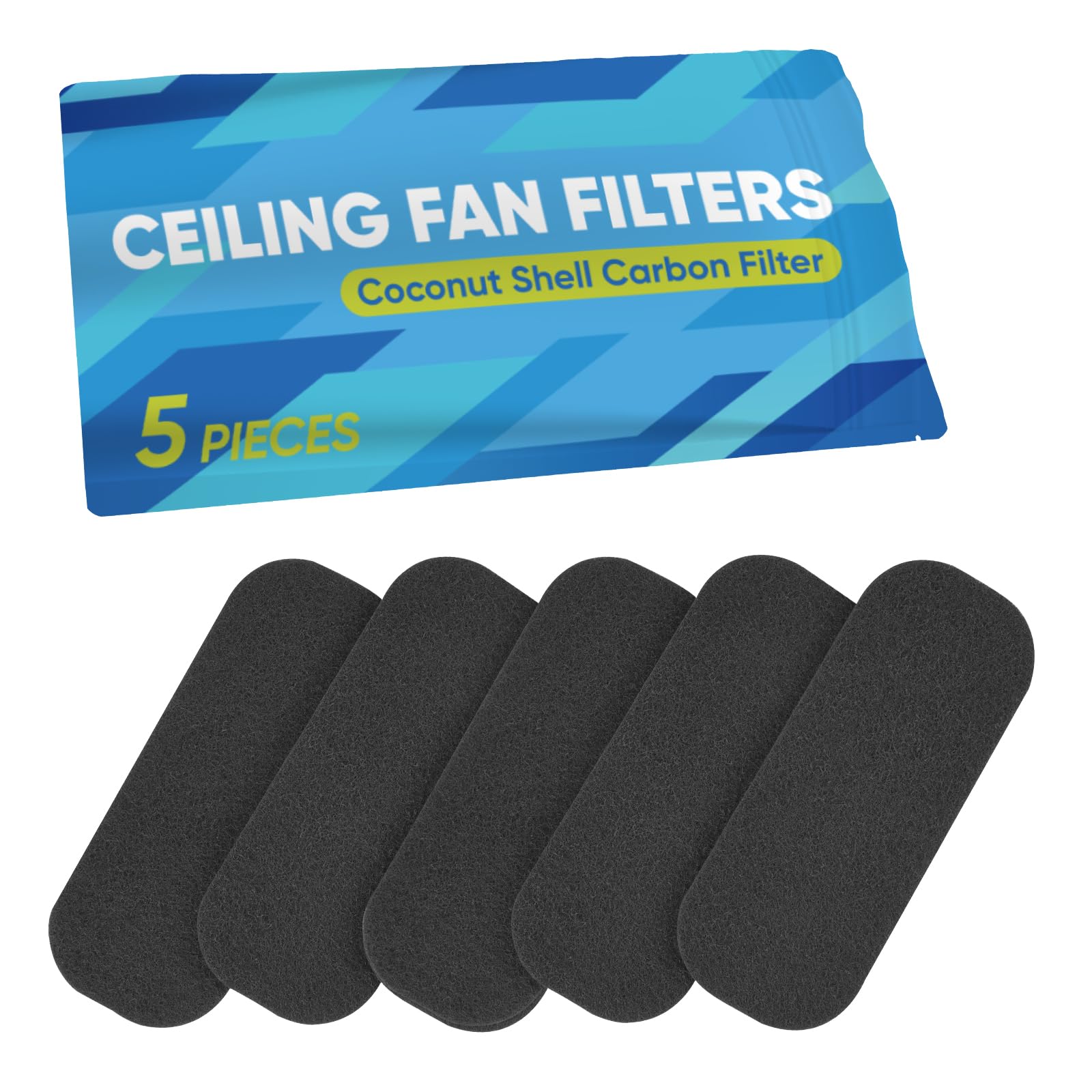 Mvsdiscv 5 Pack Ceiling Fan Filters for Blades, Activated Coconut Shell ...