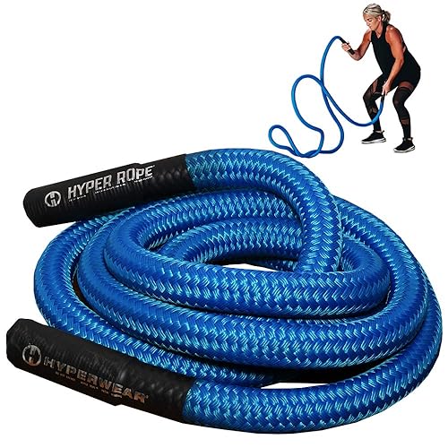 HYPERWEAR Hyper Rope Weighted Short Battle Rope 20 ft / 15 lb – Blue in ...