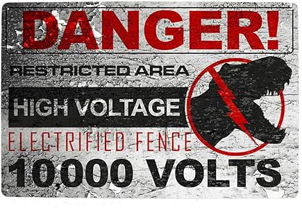Amazon.com: CCparton Jurassic Park High Voltage Metal Warning Sign ...