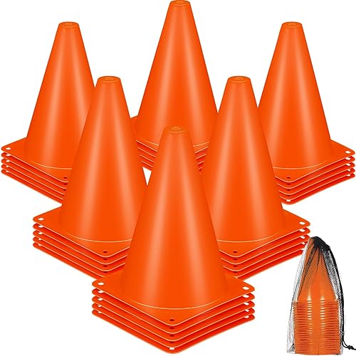 30 Pack 7 Inch Plastic Traffic Cones Sports Training Agility Marker ...