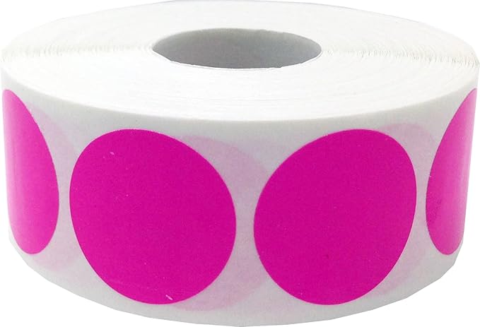 Hot Pink Circle Dot Stickers, 25 mm 1 Inch Round, 500 Labels on a Roll ...
