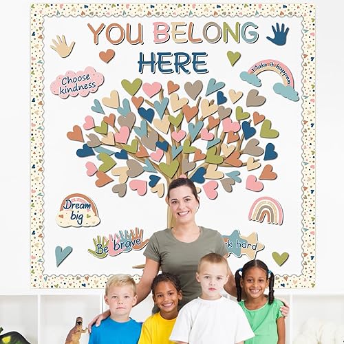 Boho Classroom Decorations Boho Classroom Tree Heart Cutouts Border ...