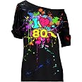 Amazon.com: Coume 80s Costume Outfit for Woman Love off the Shoulder T ...