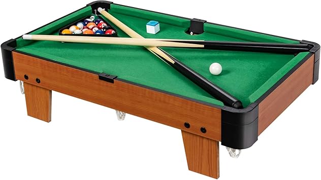 COSTWAY Mini Pool Table, Wooden Tabletop Pool Set with 16 Balls, 2 Cues ...