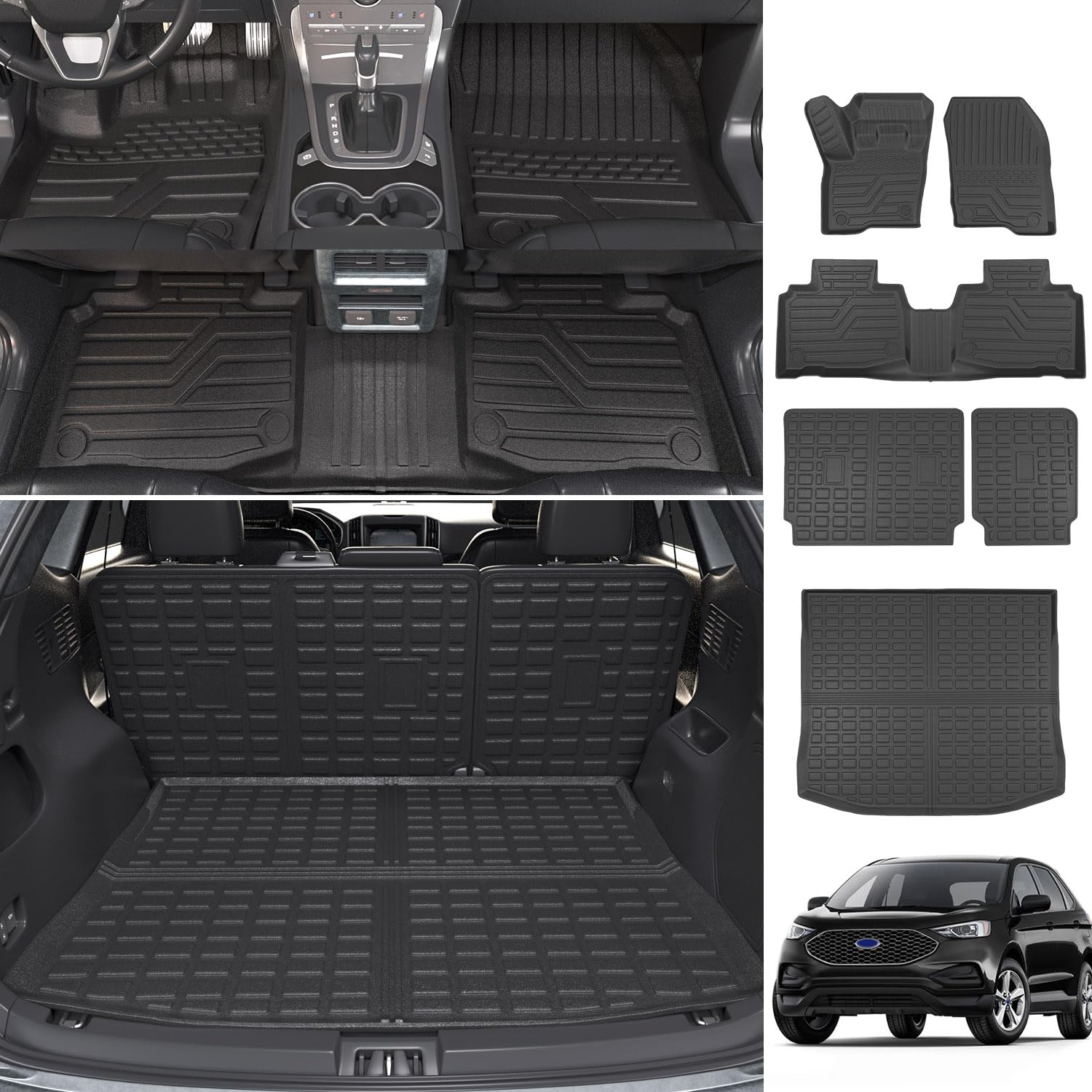 powoq Floor Mat Compatible with 2015-2024 Ford Edge Cargo Liner ...