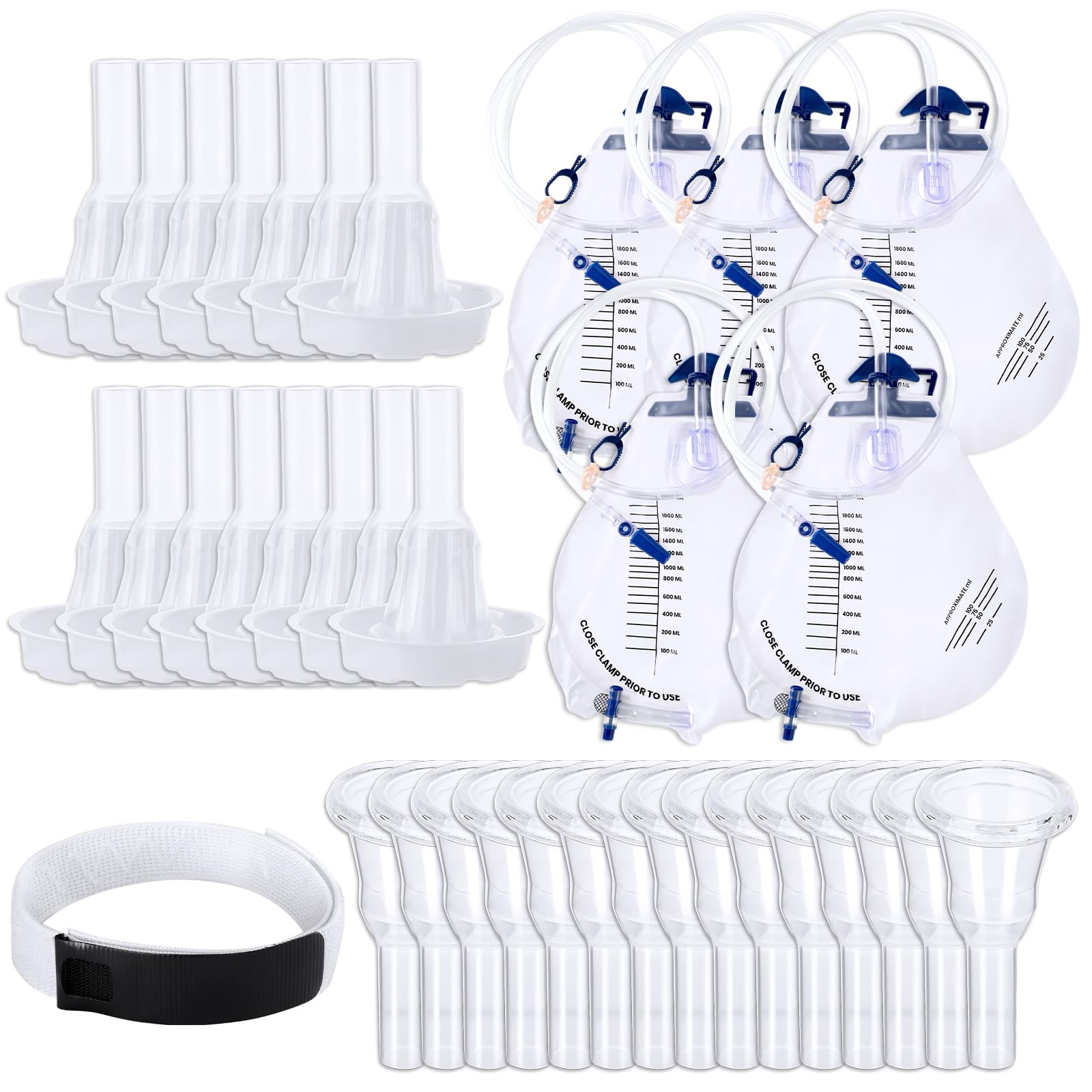 Threlaco 21 Pcs External Male Catheter Condom Kits Include 5 2000ml ...