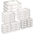 Amazon.com: Thintinick 28 Pack Rectangular Clear Plastic Storage Containers Box with Hinged Lid ...