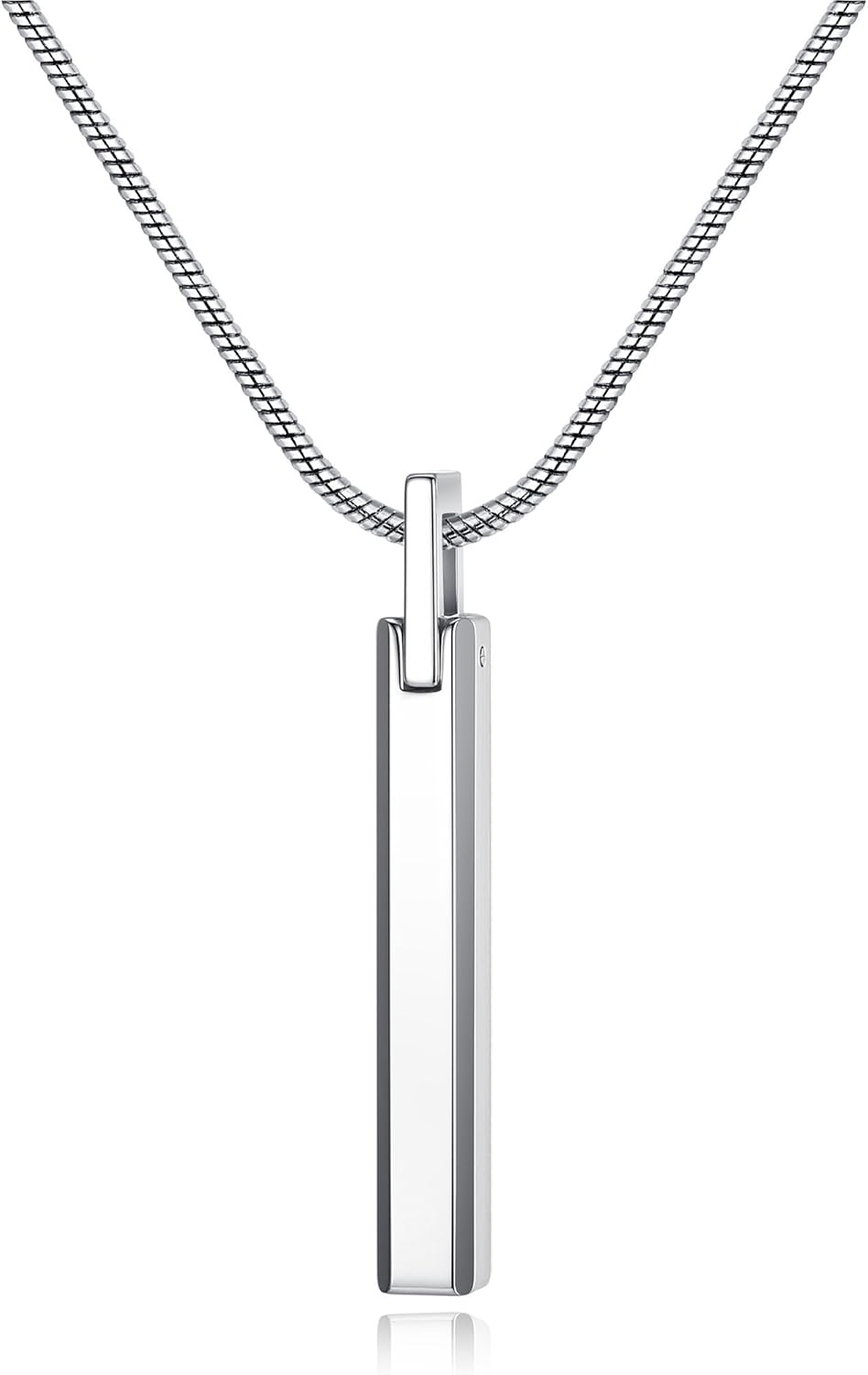 coai Simple Tungsten Square Steel Stick Bar Pendant Men’s Necklace ...