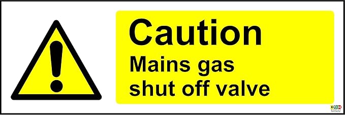 Mains Gas Shut Off Valve - Vinyl /Sticker - Size: Width: 150mm (6 ...