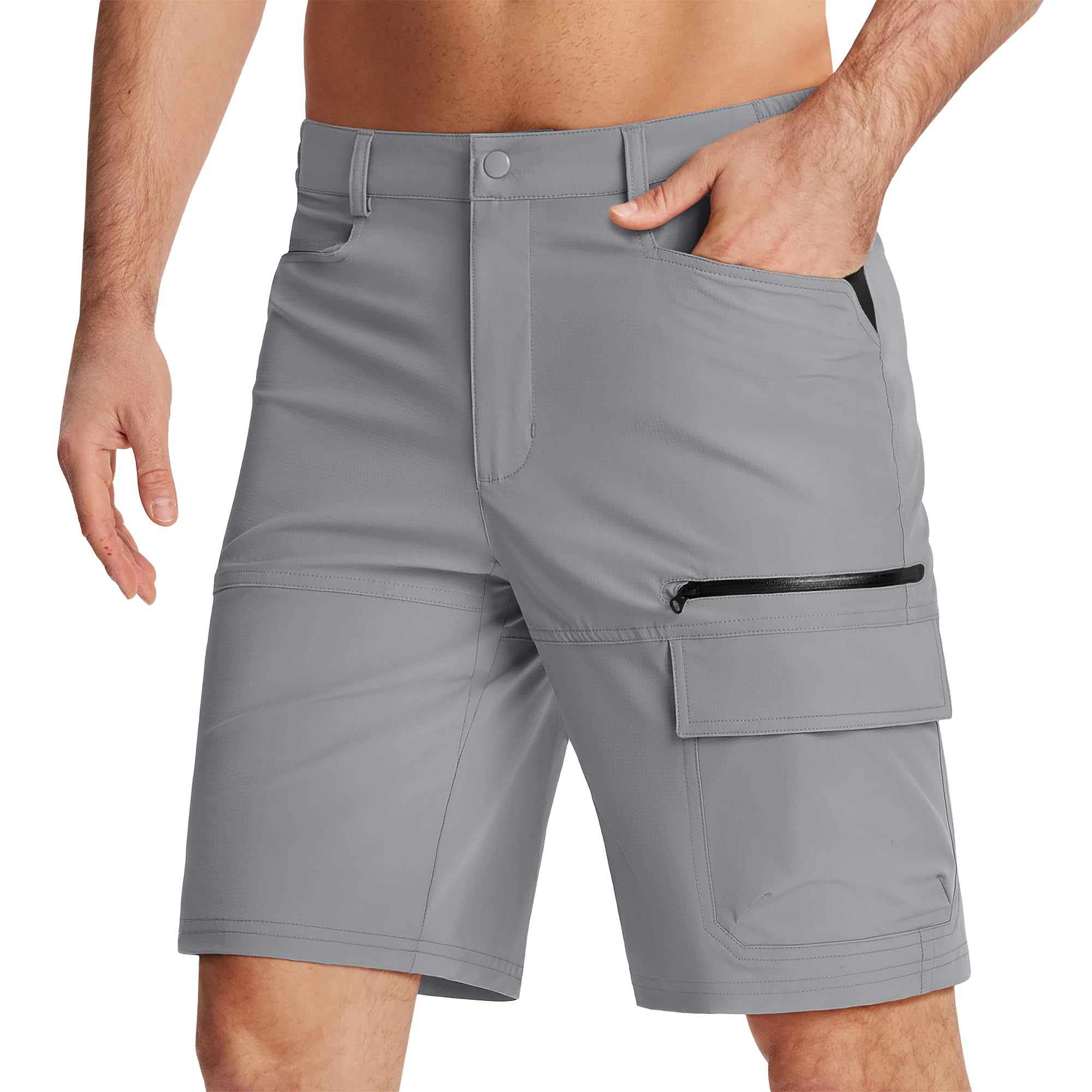 KEFITEVD Shorts Men Athletic Outdoor Lightweight Water Resistant Hiking Golf Stretchy Shorts ...