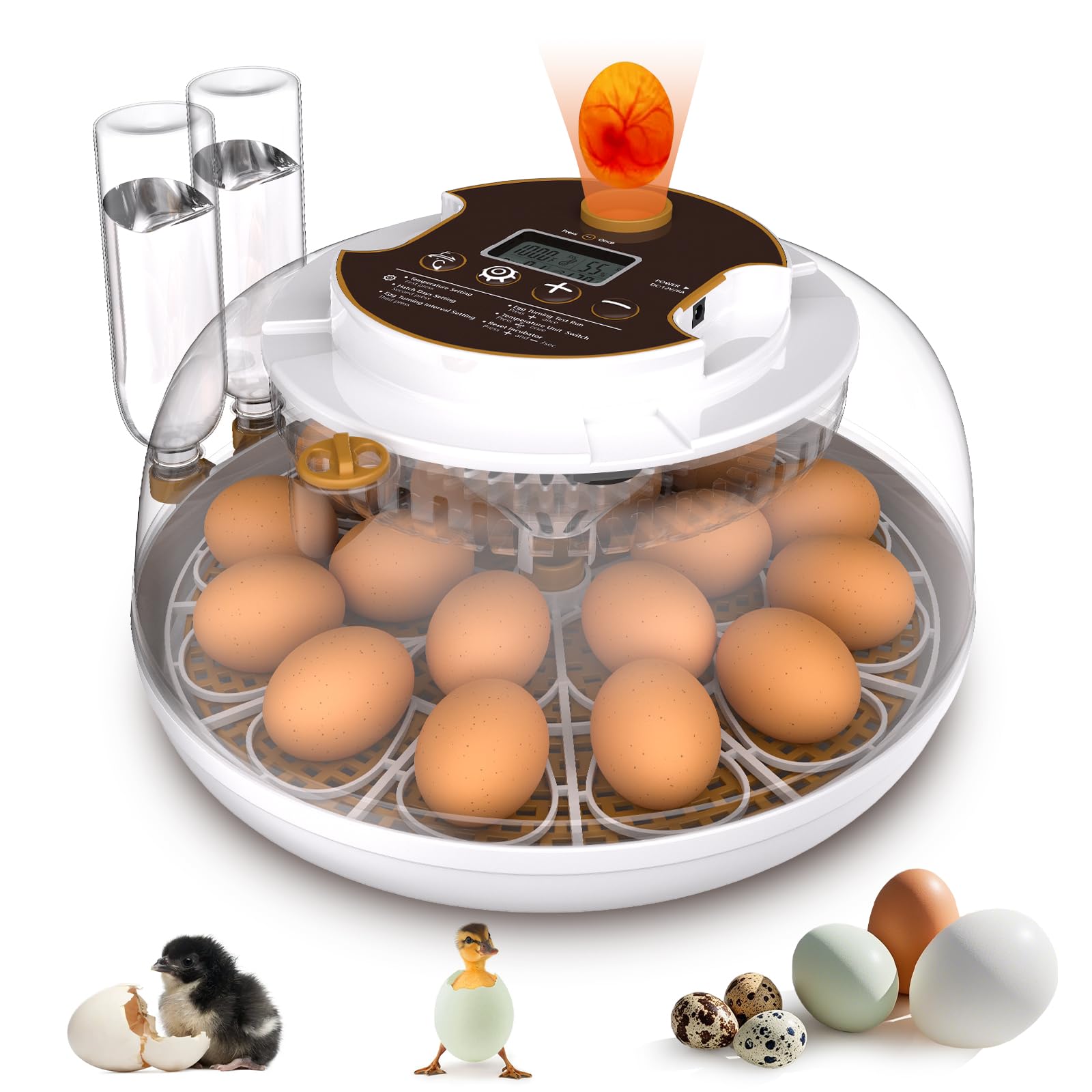 Incubators for Hatching Eggs,18 Egg Incubator with Automatic Egg Turning and Humidity Control ...