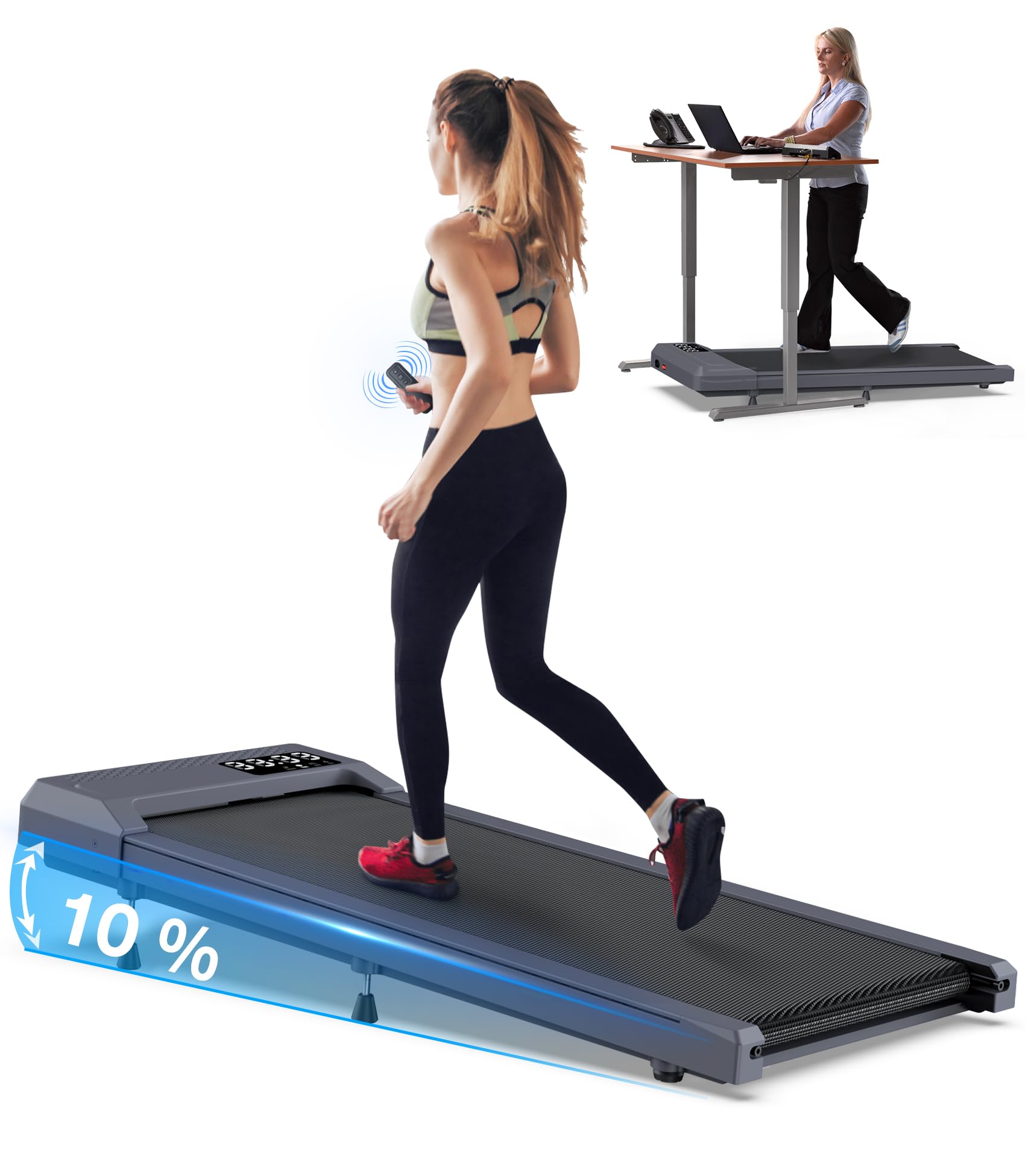 WELLFIT 10% Incline Walking Pad Treadmills for Home, Under Desk ...