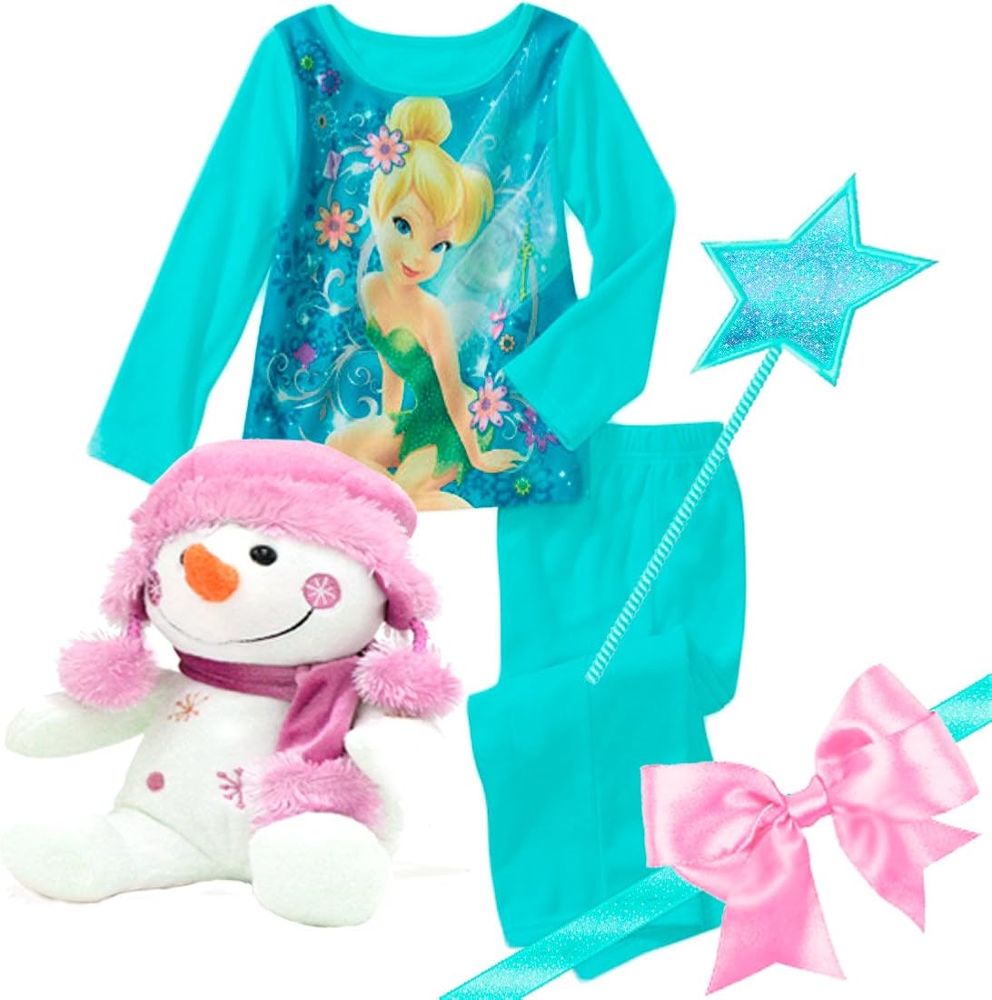 Amazon.com: Disney Tinkerbell Pajamas Gift Set with Plush Snowman, Size ...