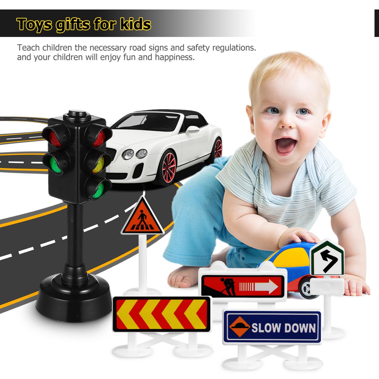 Mua Toddmomy 56 Pcs Play Traffic Signs Set with 2 Light Models ...