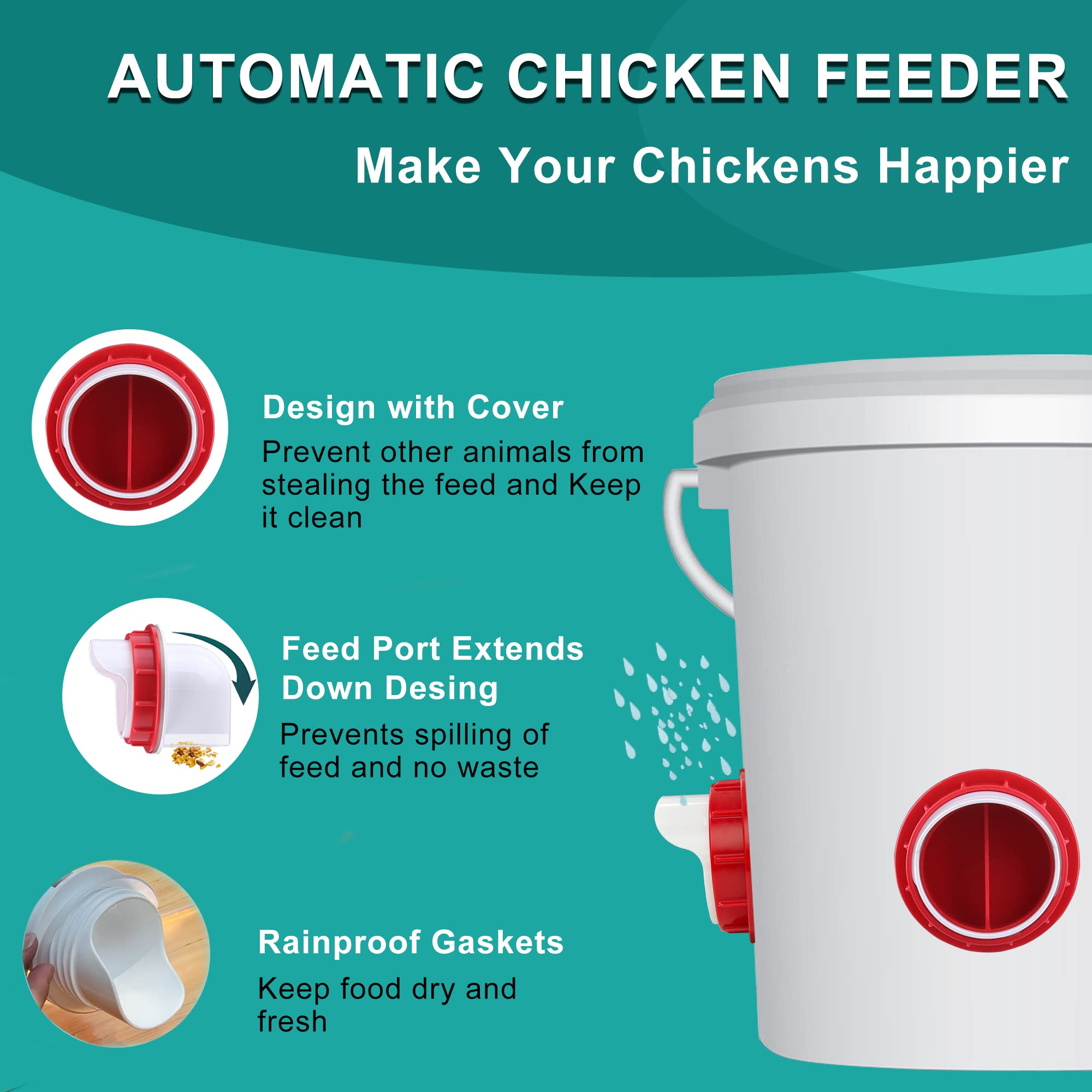 Mua ZenxyHoC Chicken Feeders No Waste, DIY Automatic Poultry Feeder 4 ...