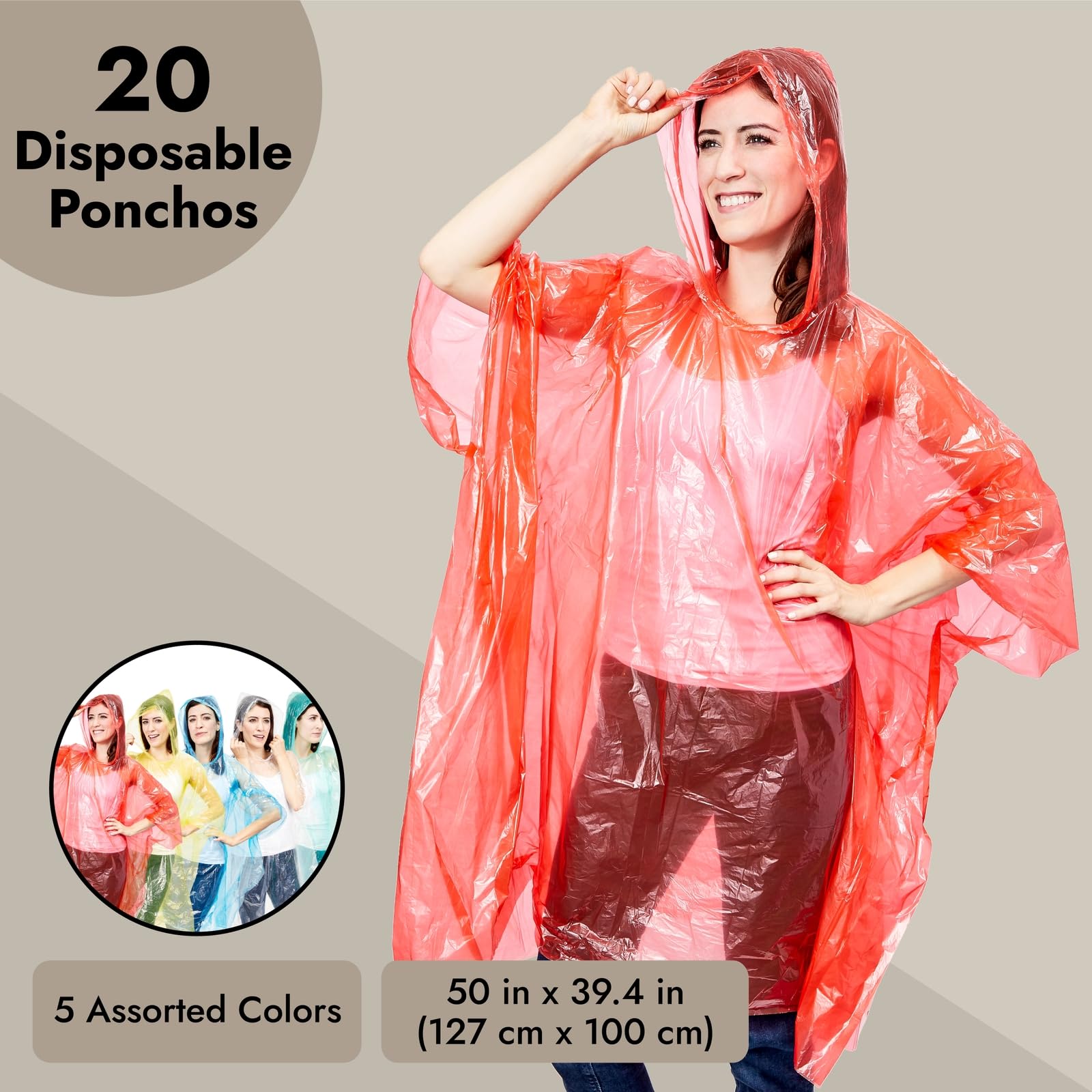 Ponchos Bulk 20-Pack Kids Disposable Rain Ponchos - Compact Emergency ...