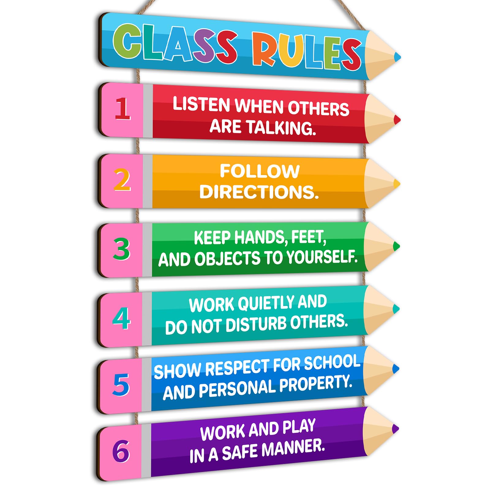Geelin Wooden Classroom Rules Poster Elementary Classroom Posters Sign ...