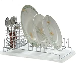 Amazon.com: Compact Dish Rack W/flatware Holder & Plastic Tray. #66-611 ...