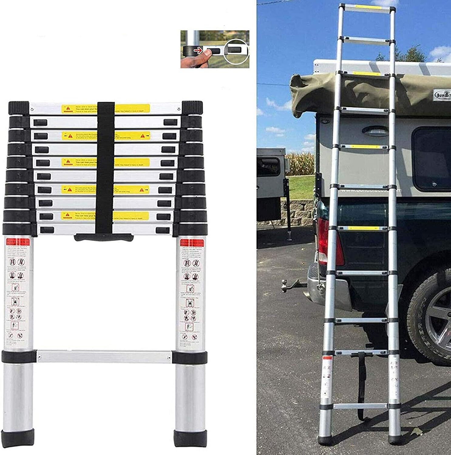 Telescopic Ladder 3.2M/10.5FT Multi Purpose Aluminium Telescoping ...