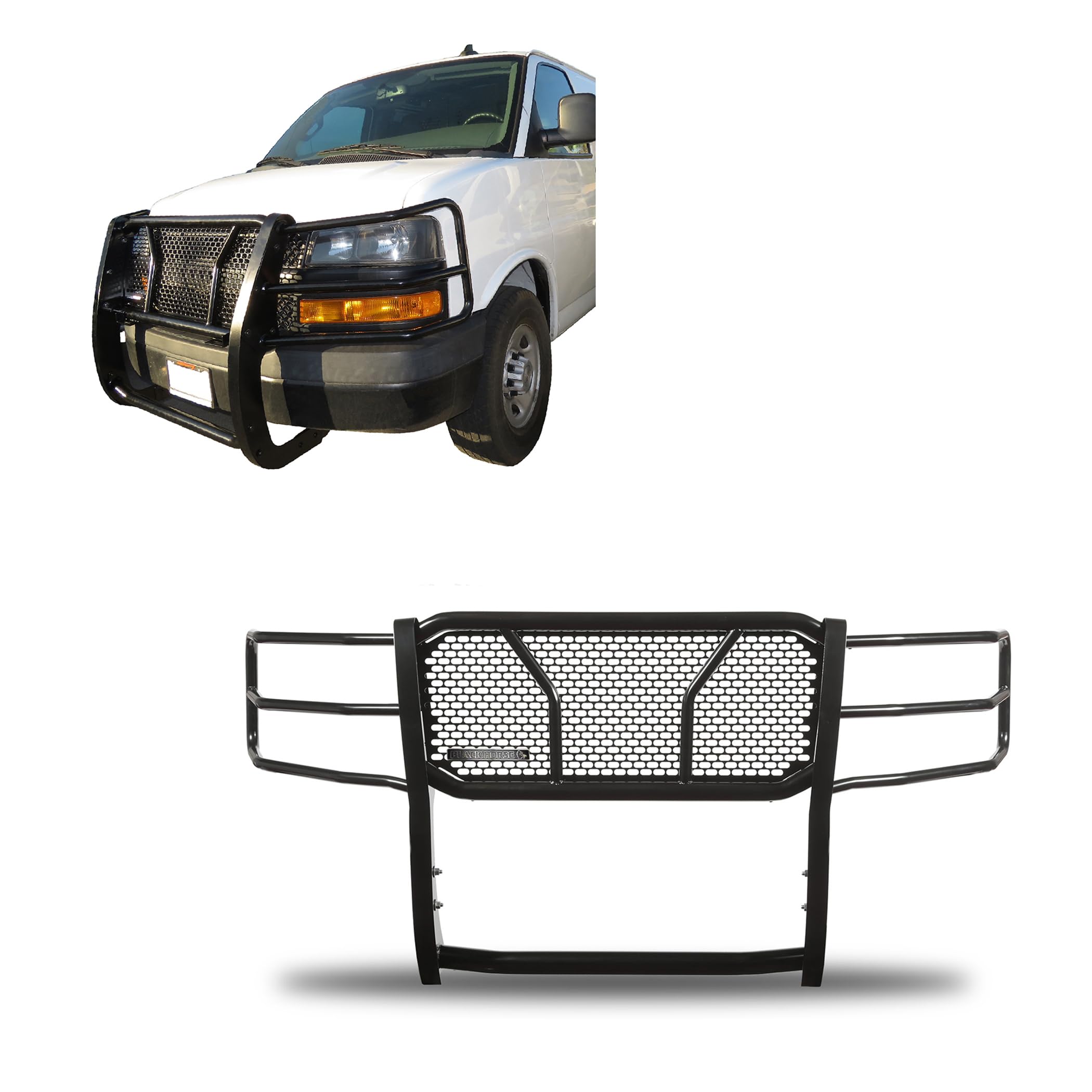 Black Horse RUGGED Heavy Duty Grille Brush Bumper Guard Modular Black ...