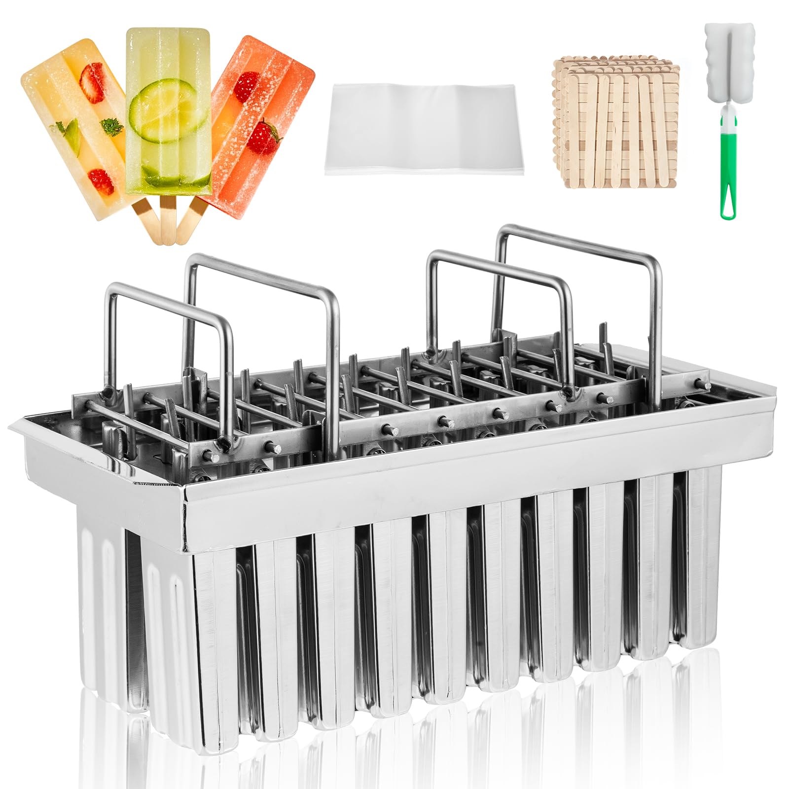 Dyna-Living Commercial Popsicle Molds 20PCS Flat Heads with Double-slot ...
