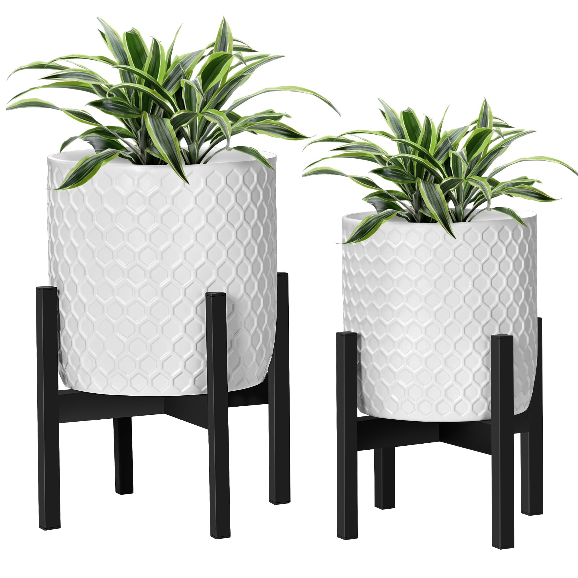 Lynxor Plant Pot with Stand, Set of 2 Modern Flower Pots, Planters for ...