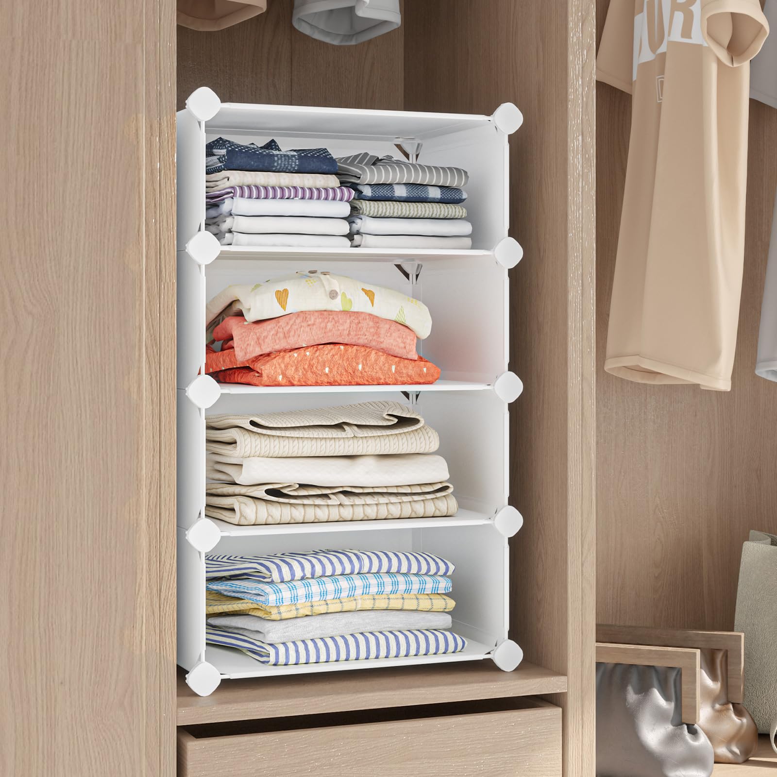 VIPZONE 4 Tier Closet Shelf, 12 inches Deep Stackable Closet Storage ...