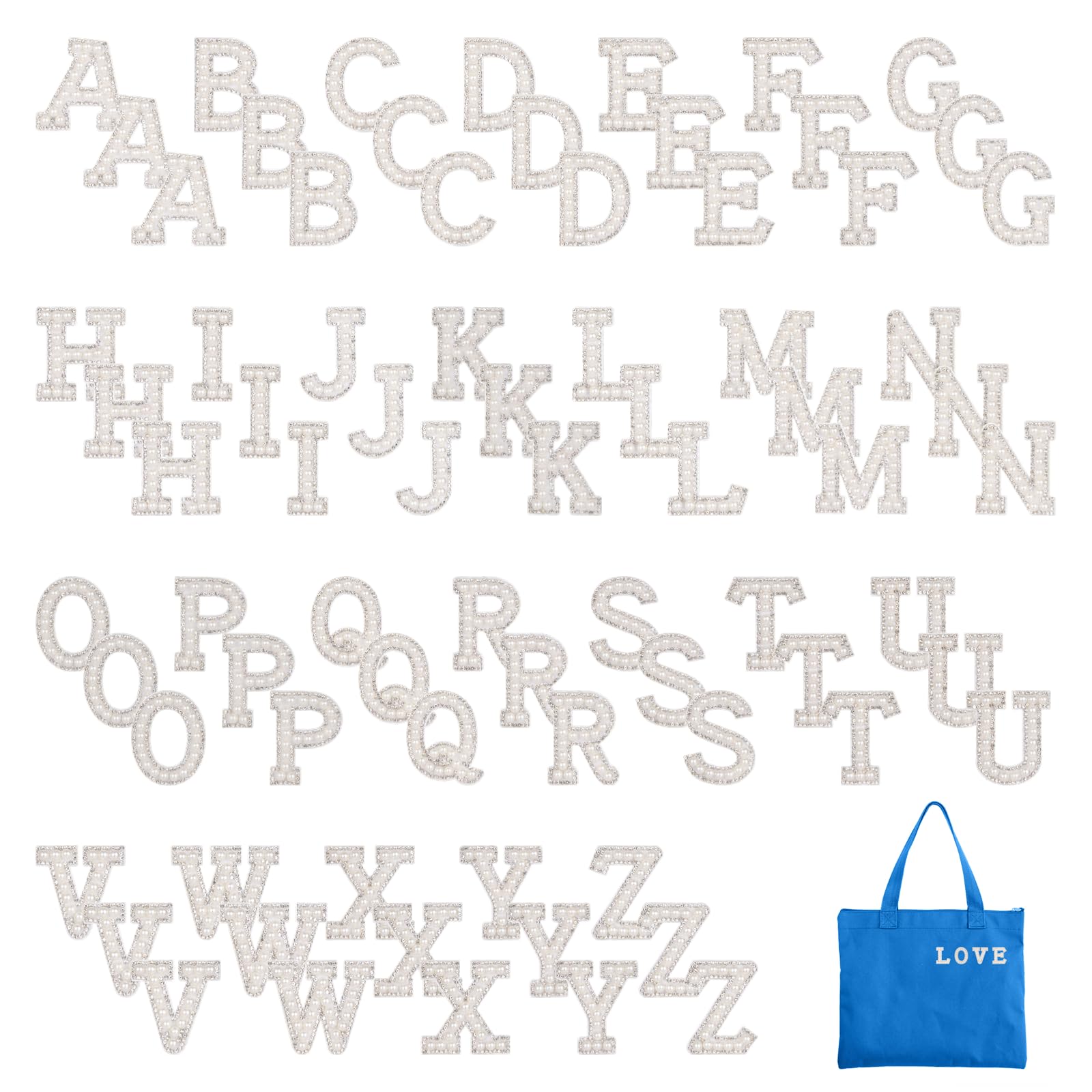 Anjetan 78 PCS Pearl Letter Patches, Pearl Iron On Letter Patches ...