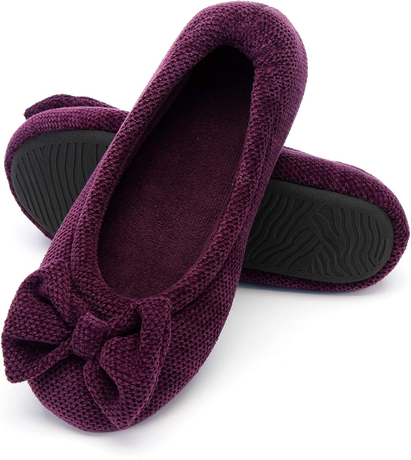 Amazon.com | RockDove Women's Chenille Fabric Ballerina Slipper with ...