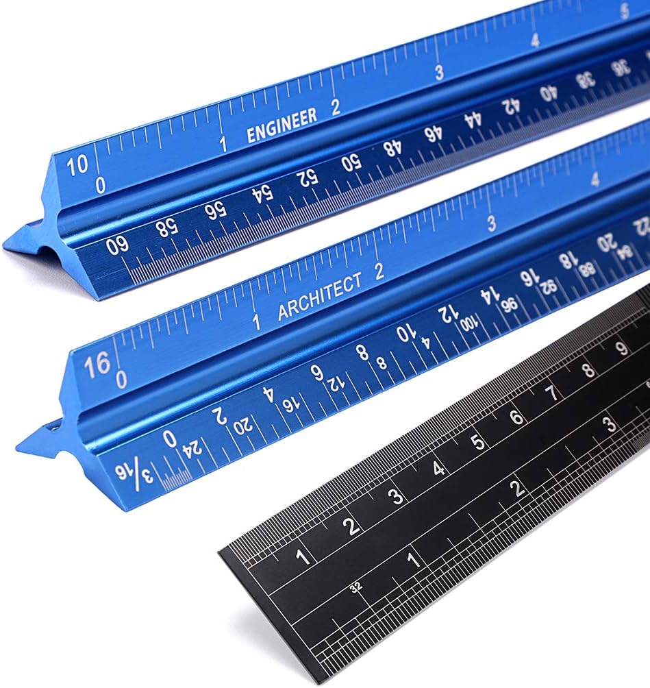 BTSKY 3 Pack 12 Architectural Engineering Scale Rulers With Standard