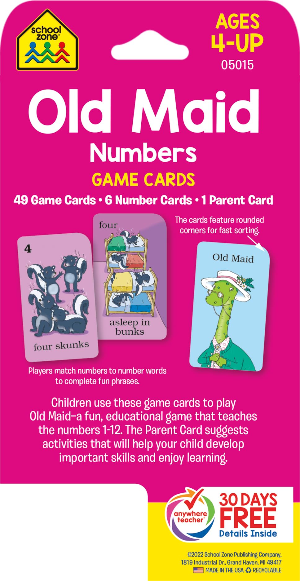 Mua School Zone Old Maid Numbers Game Cards: 56 Cards, Preschool ...