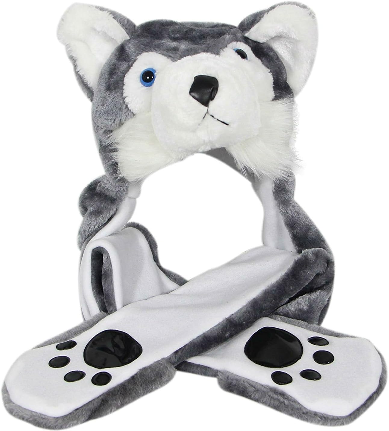Amazon.com: Husky Full Hood Animal Hat Faux Fur with fleece lined ...