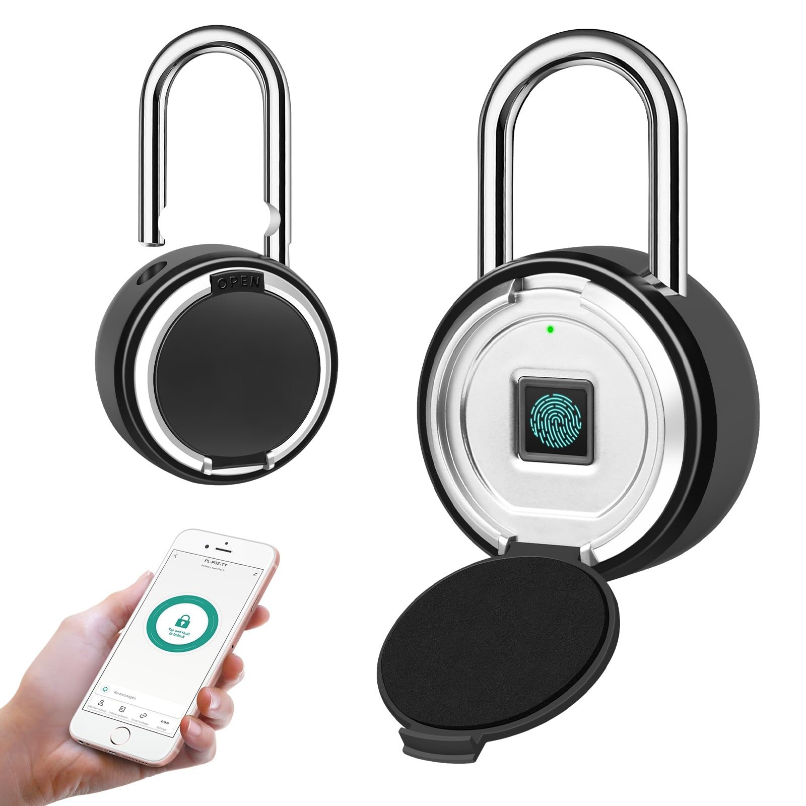 Fingerprint Padlock with Case, Smart Keyless Bluetooth Lock APP ...