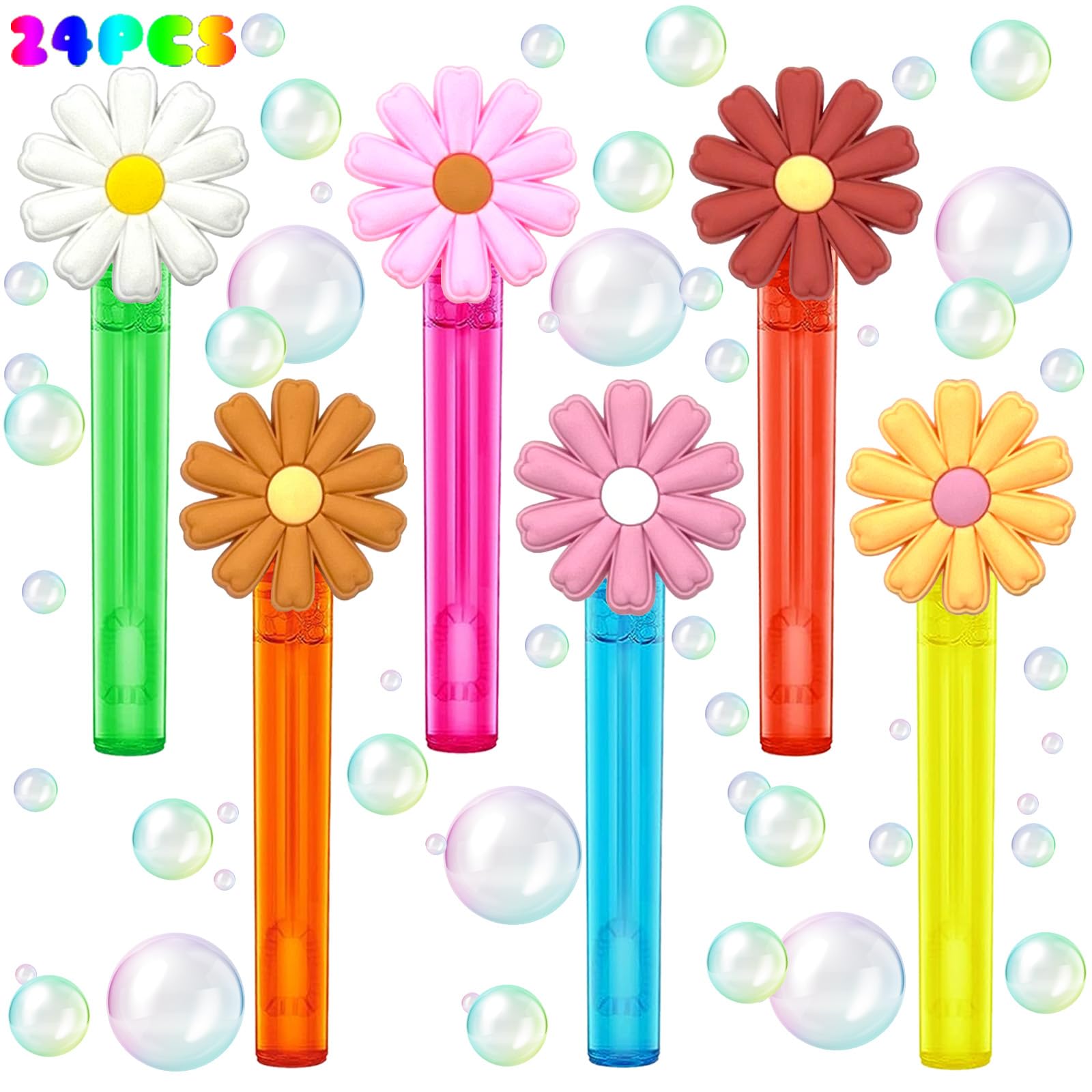 uoyoi Groovy Party Favors,24Pcs Retro Hippie Daisy Bubble Wand for ...