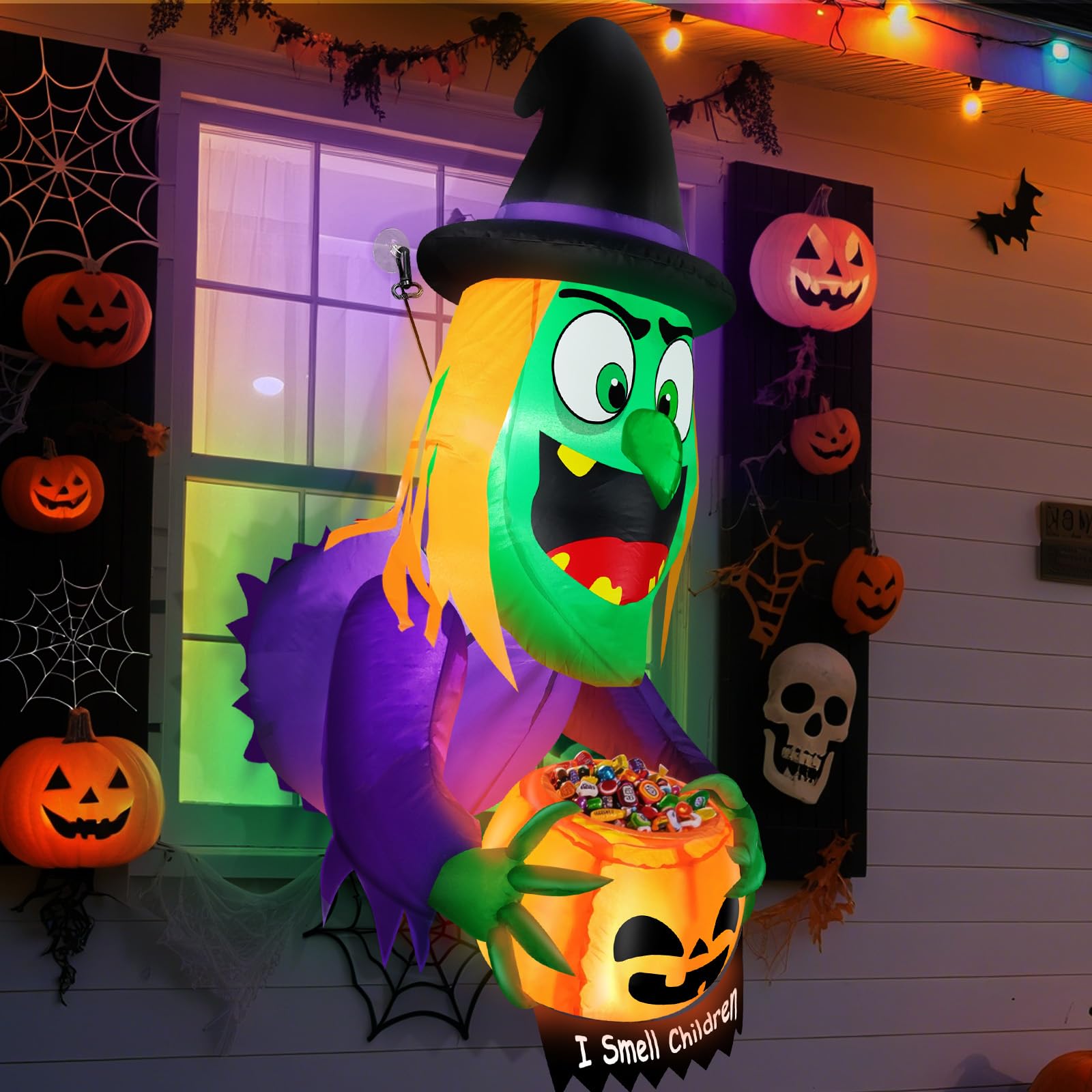 4 Ft Halloween Inflatables Decorations Outdoor Witch Broke Out from ...