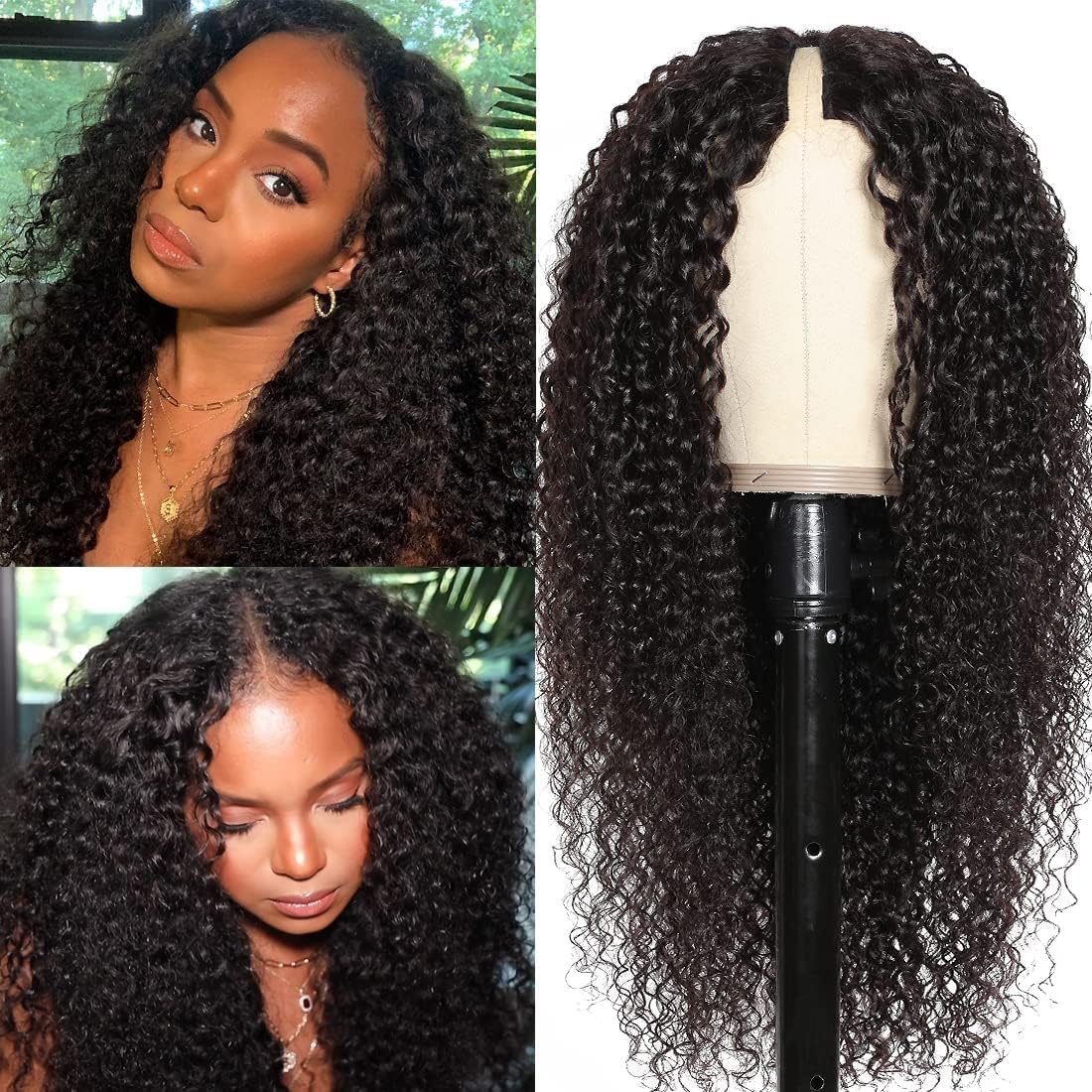 V Part Wig Human Hair Little Leave Out Upgrade U Part Human Hair Wig ...