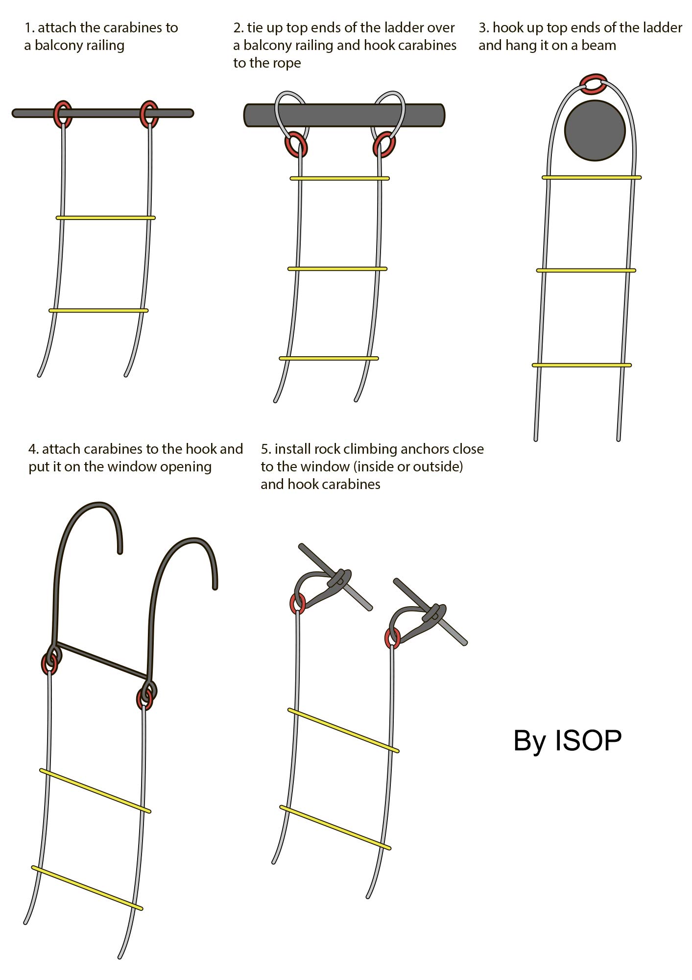 Mua ISOP Fire Escape Rope Ladder 4 Story 32ft & Heavy Duty Mounting ...