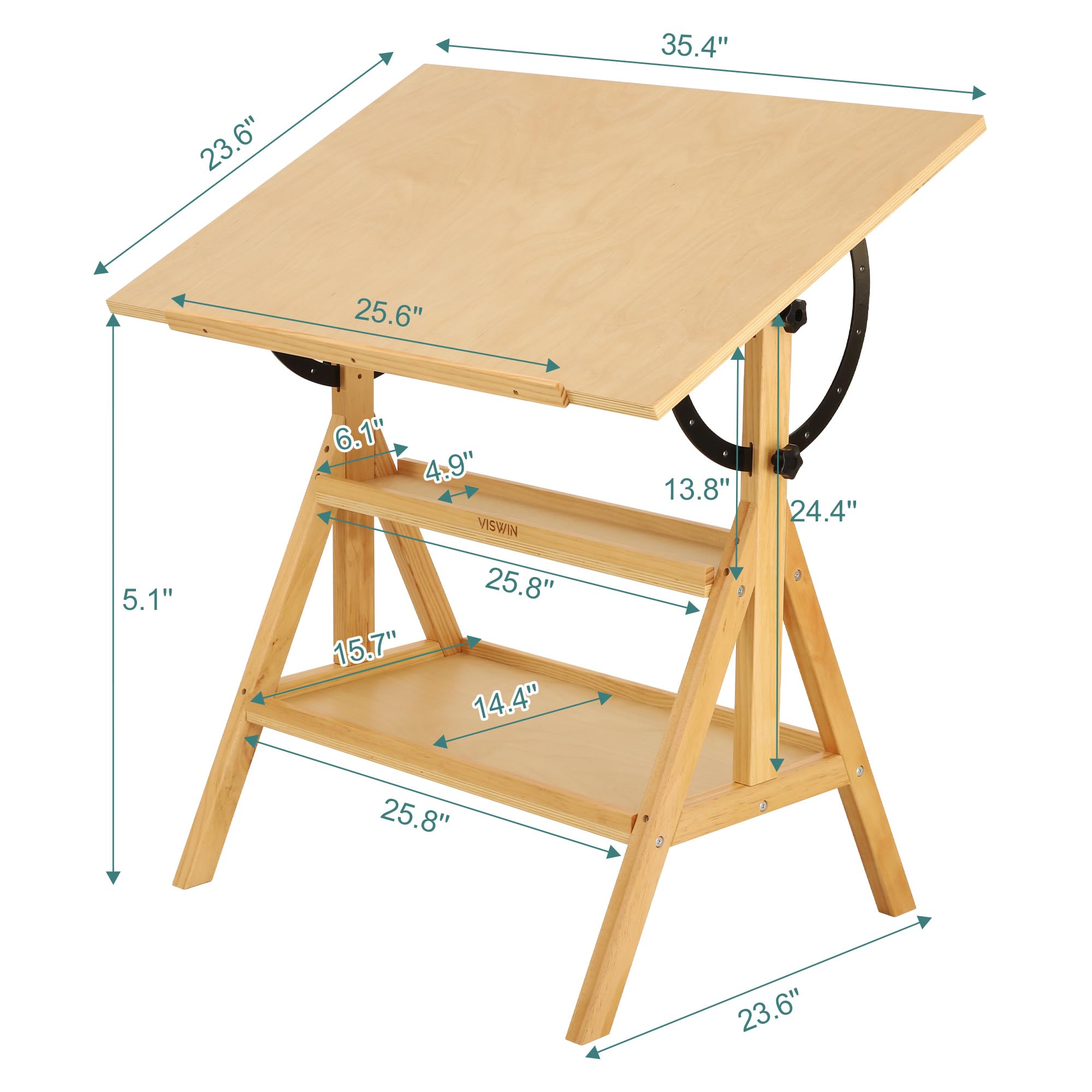 VISWIN Wood Drafting Table For Adults, Drawing Table With Adjustable ...