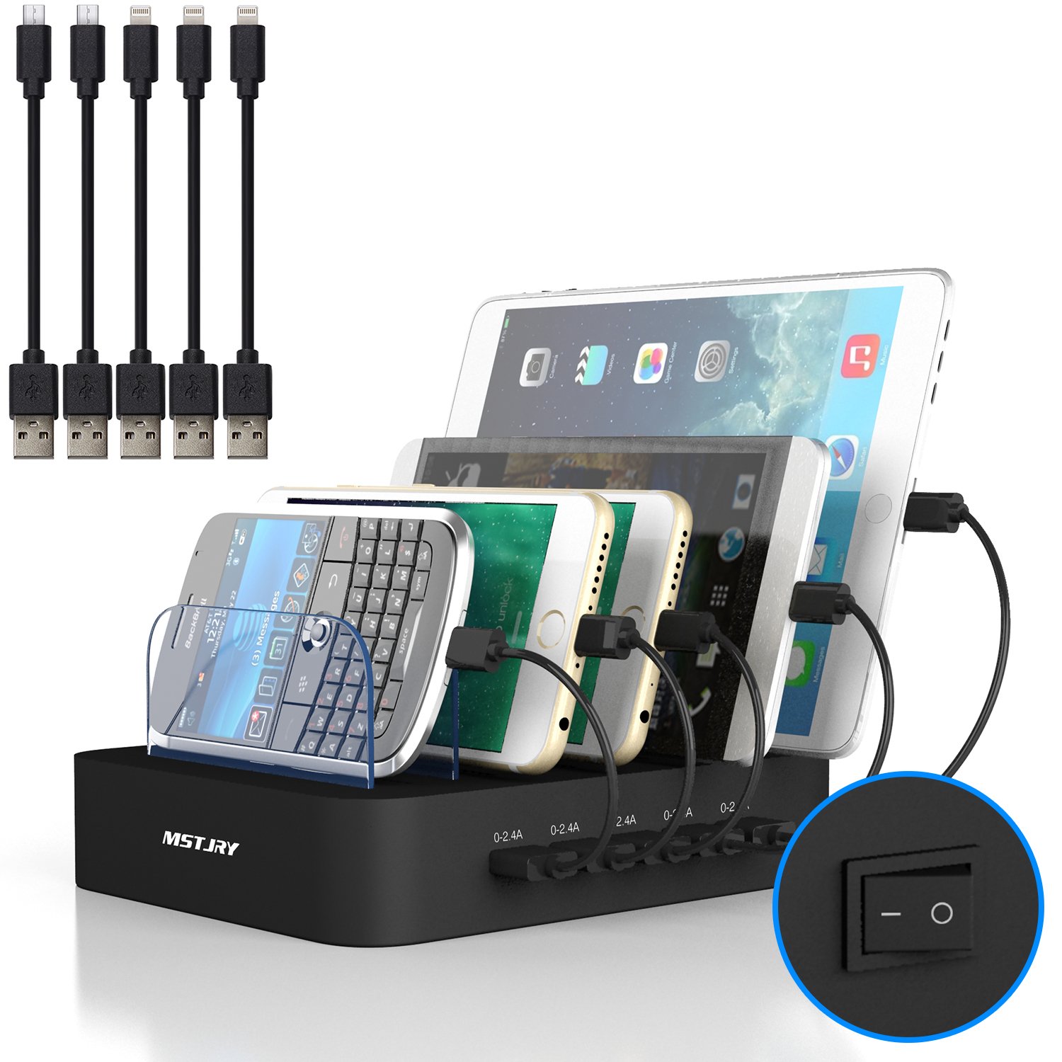 Multi Device Charging Station MSTJRY USB Charging Dock with Switch Cell ...