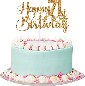 Gold Glitter Happy 71st Birthday Cake Topper - 71st Birthday Cake ...
