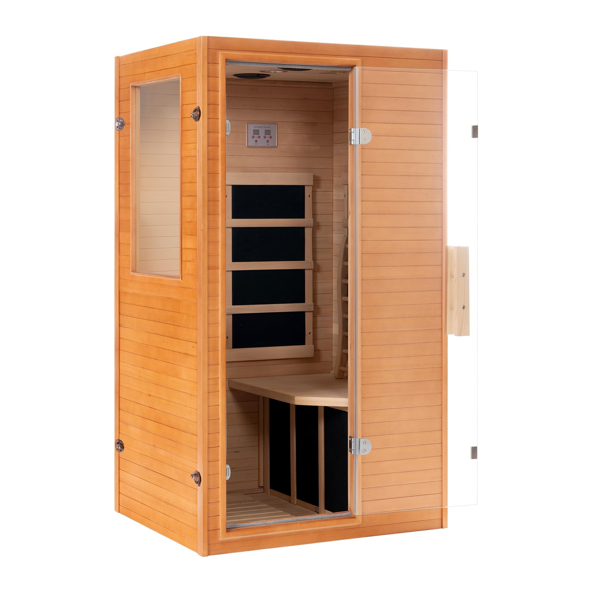 Real Relax Far Infrared Sauna Room 1 Person, Compact Hemlock Wooden ...