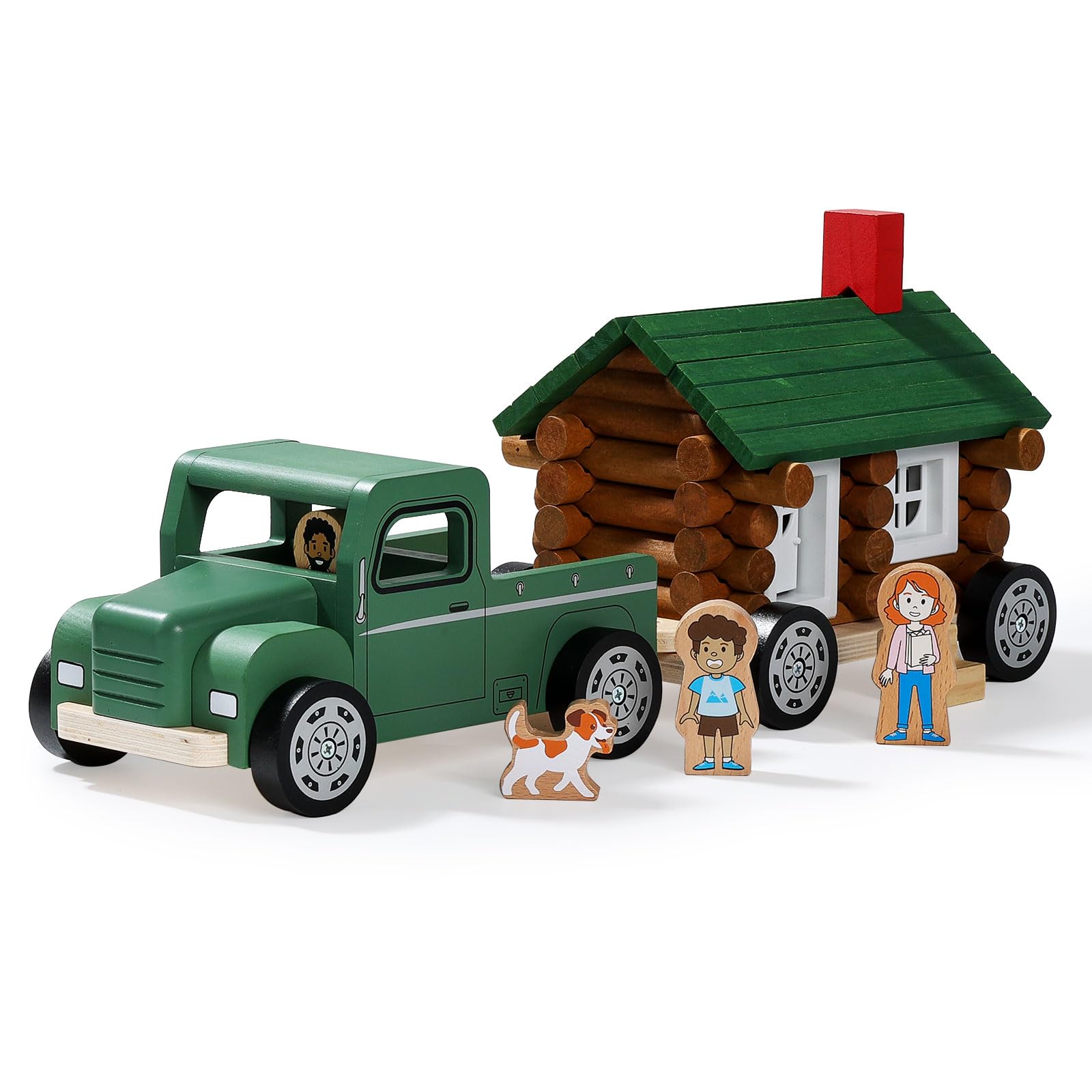 SainSmart Jr. Wooden Truck Building Playset for Kids, Vintage Camper RV Compatible with Lincoln ...