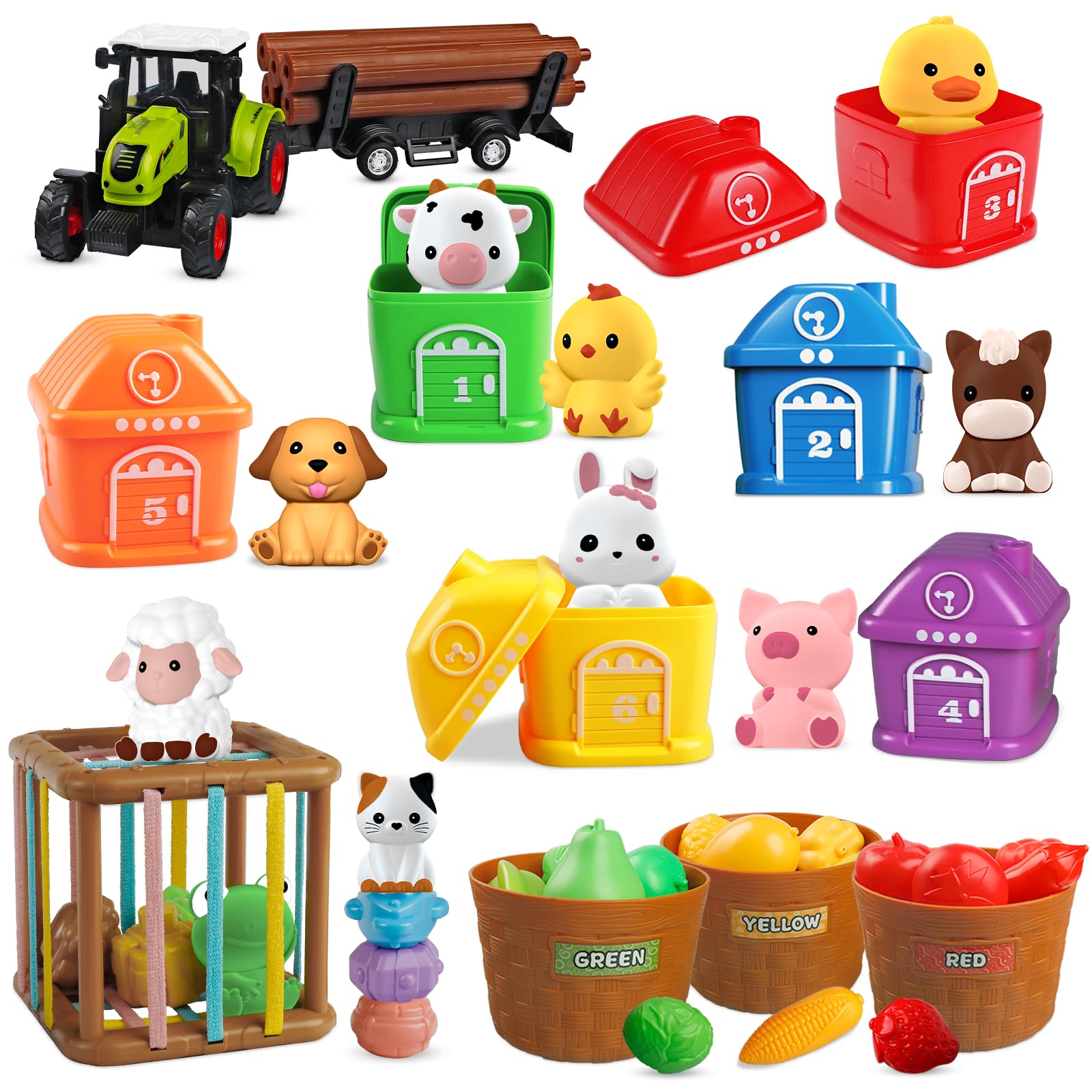 TingingYuli Montessori Toys for 1 2 3 Year Old Kids,4 in 1 Farm Animals ...