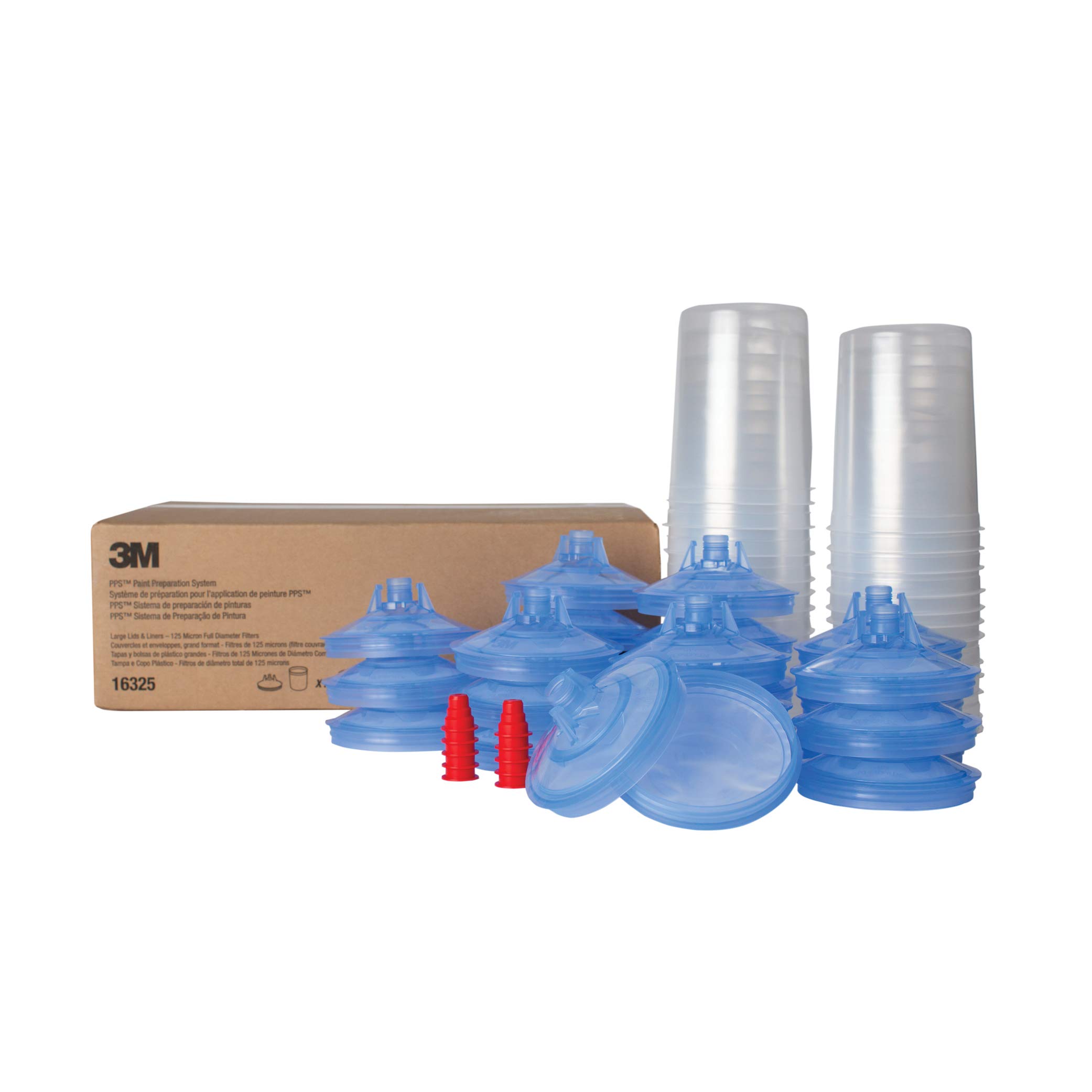 3M Paint Preparation System, 25 Disposable Lids, 125 Micron Filters, 28 ...